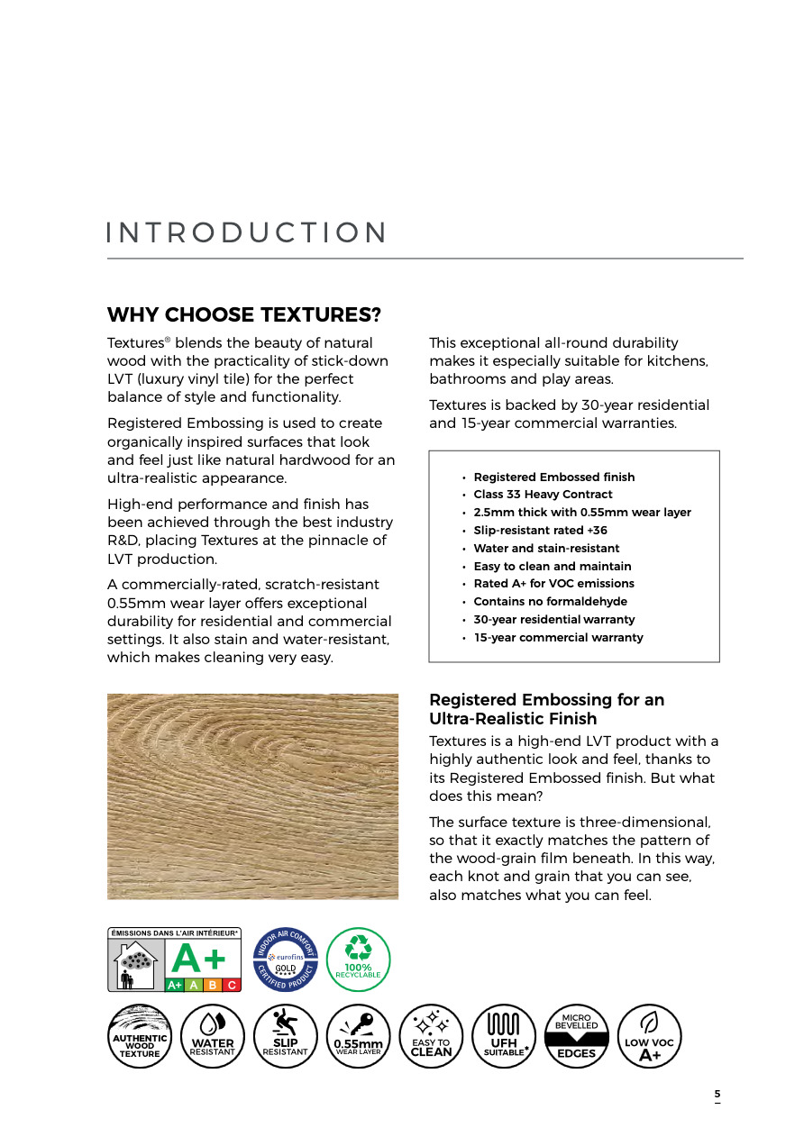 Specifications – Textures LVT